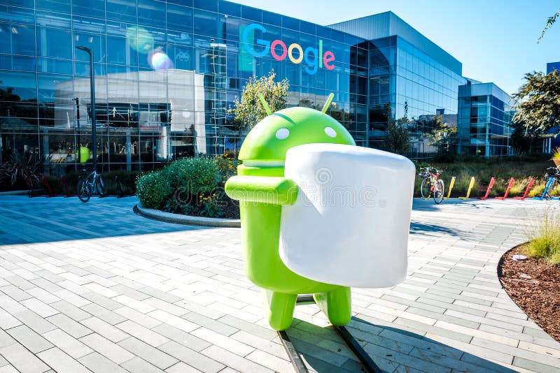 Googleplex - Google Headquarters with Android Figure at Front Editorial ...
