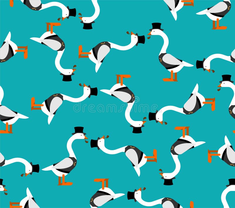 Goose Aristocrat Pattern Seamless. Goose in Hat and with Smoking Pipe ...