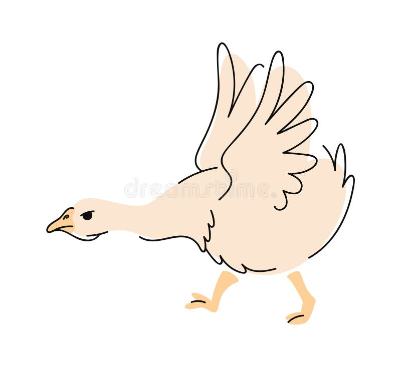 Goose Attacking Hand Drawn Doodle Stock Vector - Illustration of wing ...