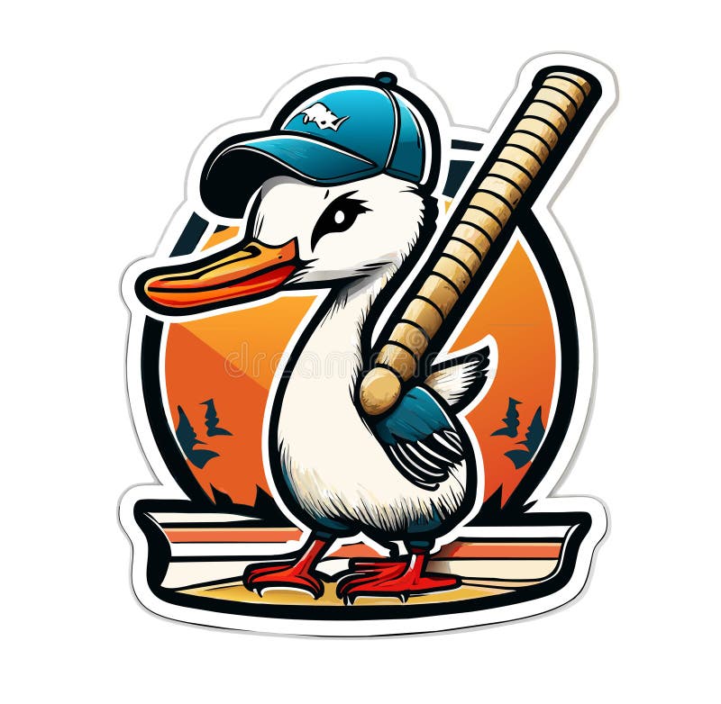 Goose with Baseball Bat Sticker Cute Stock Vector - Illustration of ...