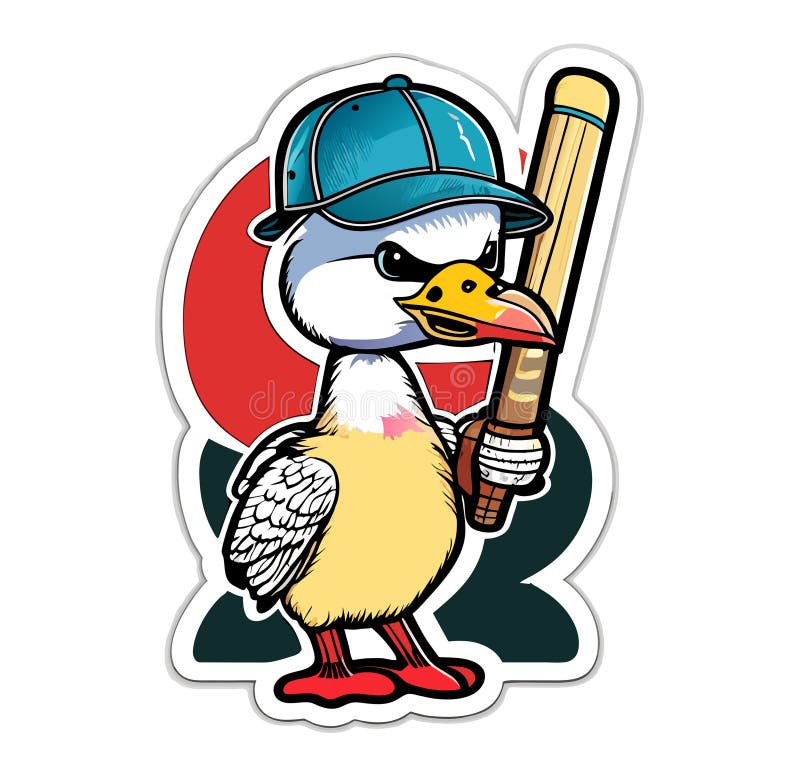Goose with Baseball Bat Sticker Cute Stock Vector - Illustration of ...