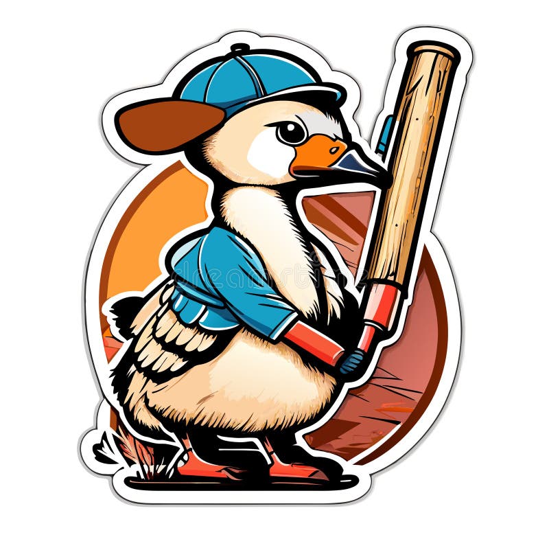 Goose with Baseball Bat Sticker Cute Stock Vector - Illustration of ...