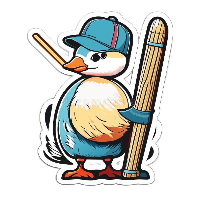 Goose with Baseball Bat Sticker Cute Stock Vector - Illustration of ...