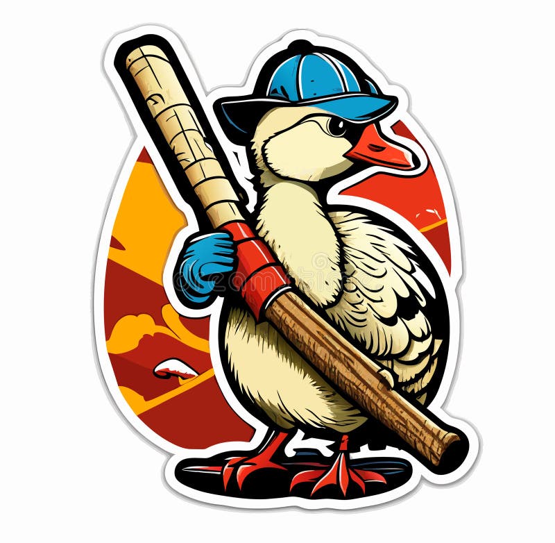Goose with Baseball Bat Sticker Cute Stock Vector - Illustration of ...