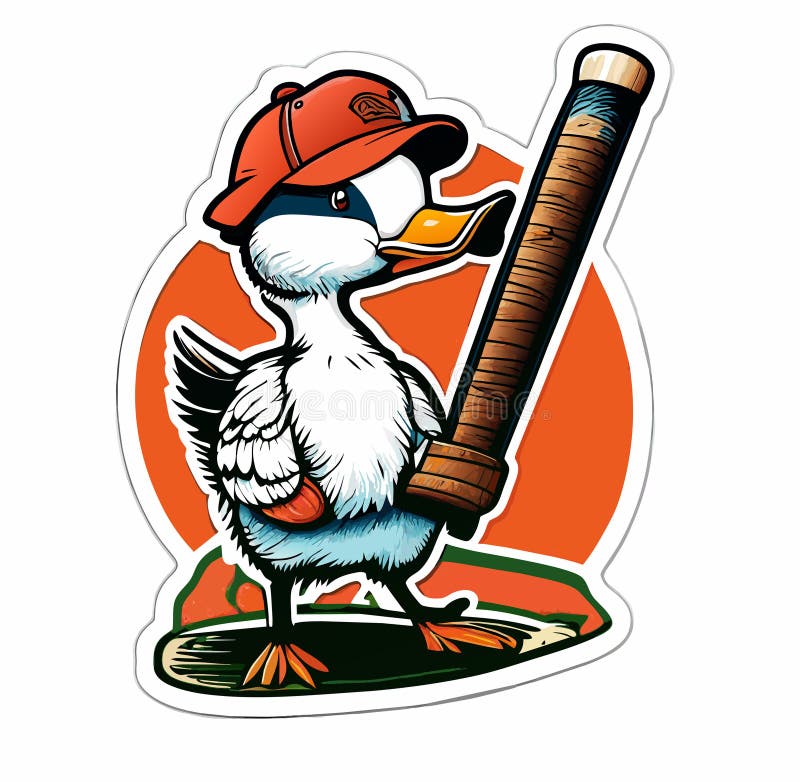 Goose with Baseball Bat Sticker Cute Stock Vector - Illustration of ...