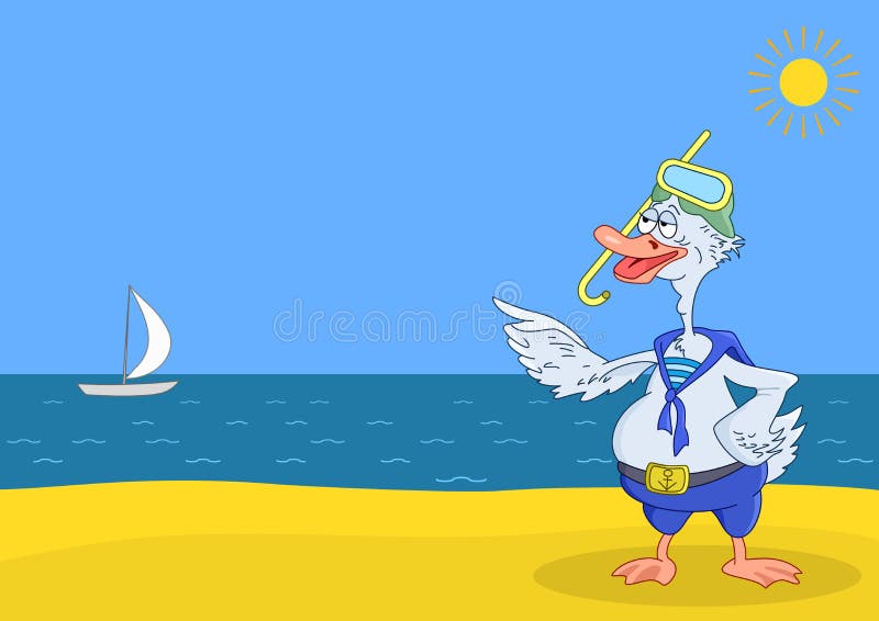 Goose diver on a beach stock vector. Illustration of horizon - 27104895