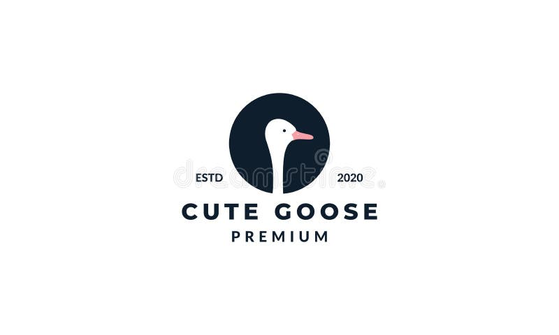 Goose or Duck or Swan Head Silhouette on Circle Logo Design Stock ...