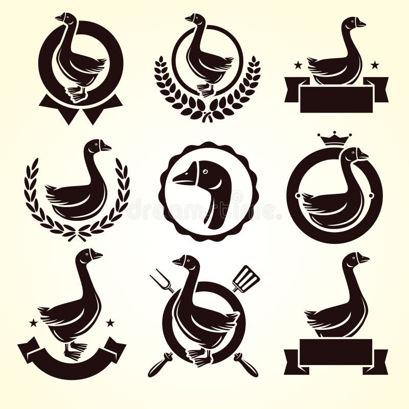 Goose Labels and Elements Set. Vector Stock Vector - Illustration of ...