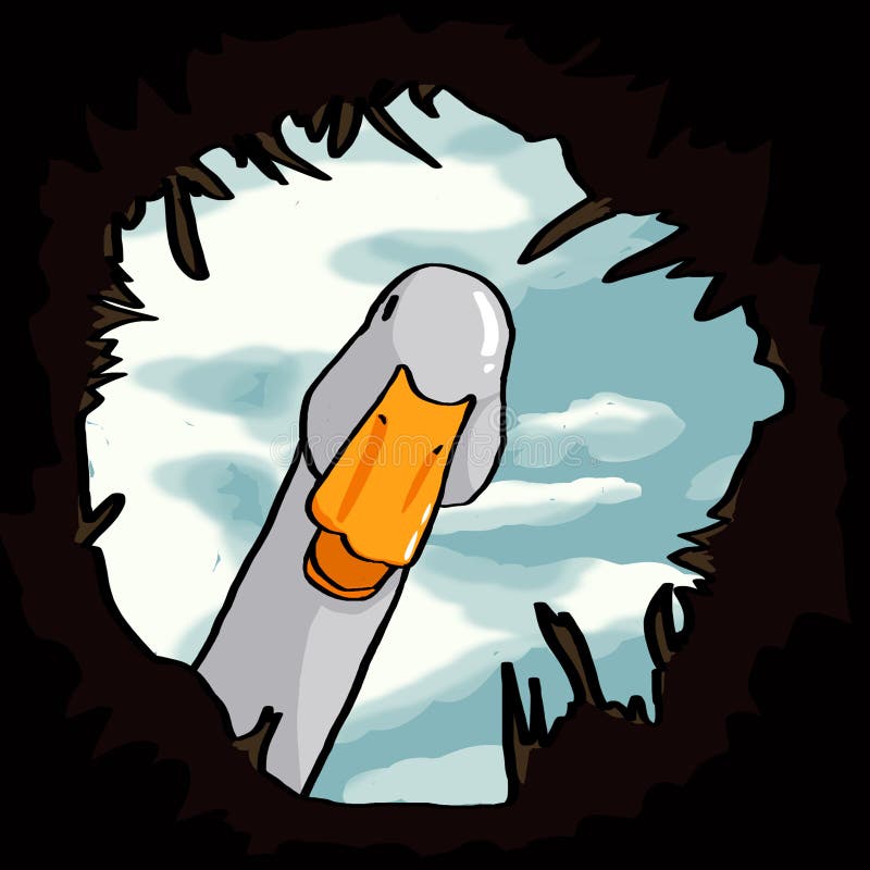 The Goose Looks into the Hole. Blue Sky Stock Illustration ...