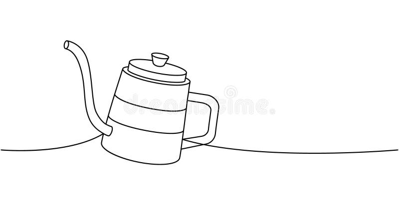 Goose Neck Coffee Kettle One Line Continuous Drawing. Hand Drawn ...