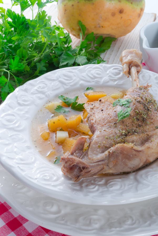 Goose - Soup with Red Wine and Thyme Stock Photo - Image of carrot ...