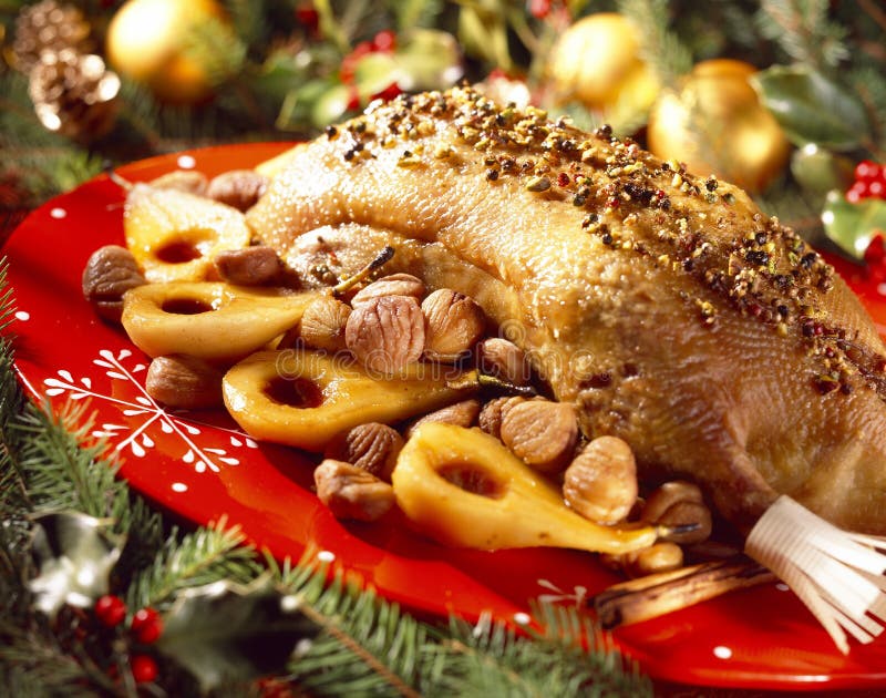 Goose with Spices,chestnuts and Pears Stock Photo - Image of spiced ...