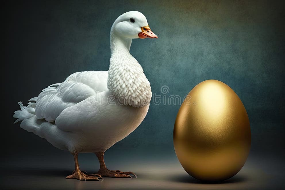 Goose Standing by the Golden Egg. Generative Ai. Goose and the Golden ...