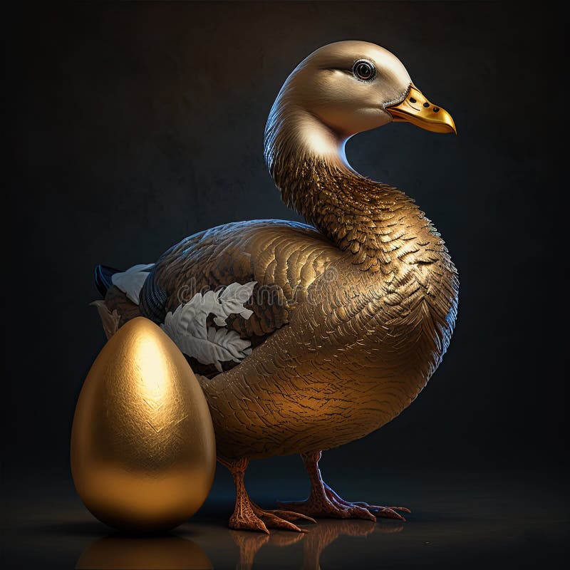 Goose Standing by the Golden Egg. Generative Ai. Goose and the Golden ...
