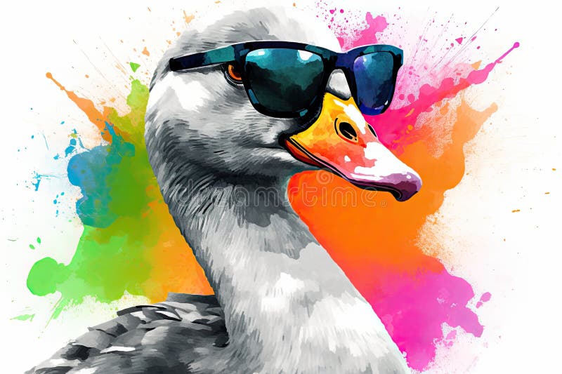 Goose in Sunglasses Realistic with Paint Splatter Abstract Generative ...