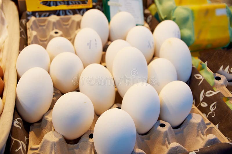 Goose White Eggs in the Boxes Stock Image - Image of ingredients ...