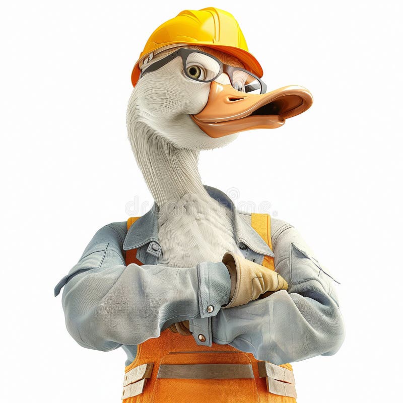 A Goose Working As an Engineer. the Concept of Geese of Various ...