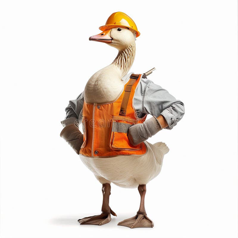 A Goose Working As an Engineer. the Concept of Geese of Various Professions. Worker, Engineer ...