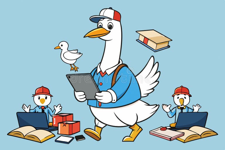 A Goose Works Every App-based Job Simultaneously Stock Illustration ...