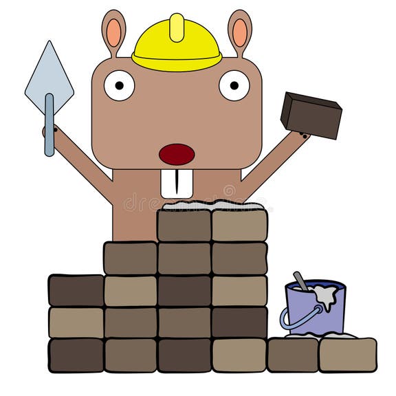 Gopher bricklayer stock illustration. Illustration of gopher - 35115303