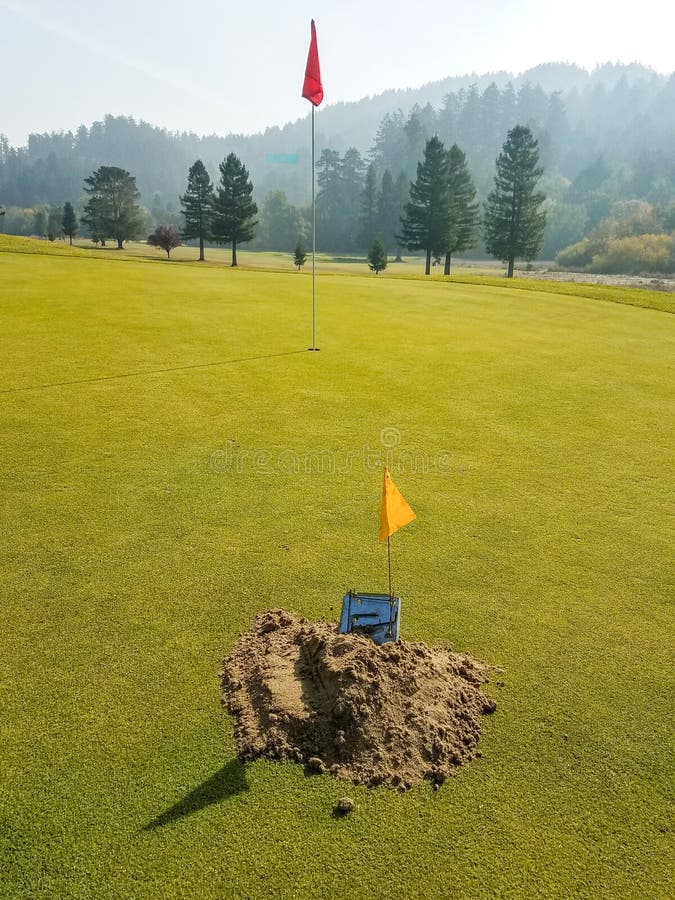 Gopher or Mole Trap on Golf Green Stock Image - Image of flag, vertical ...