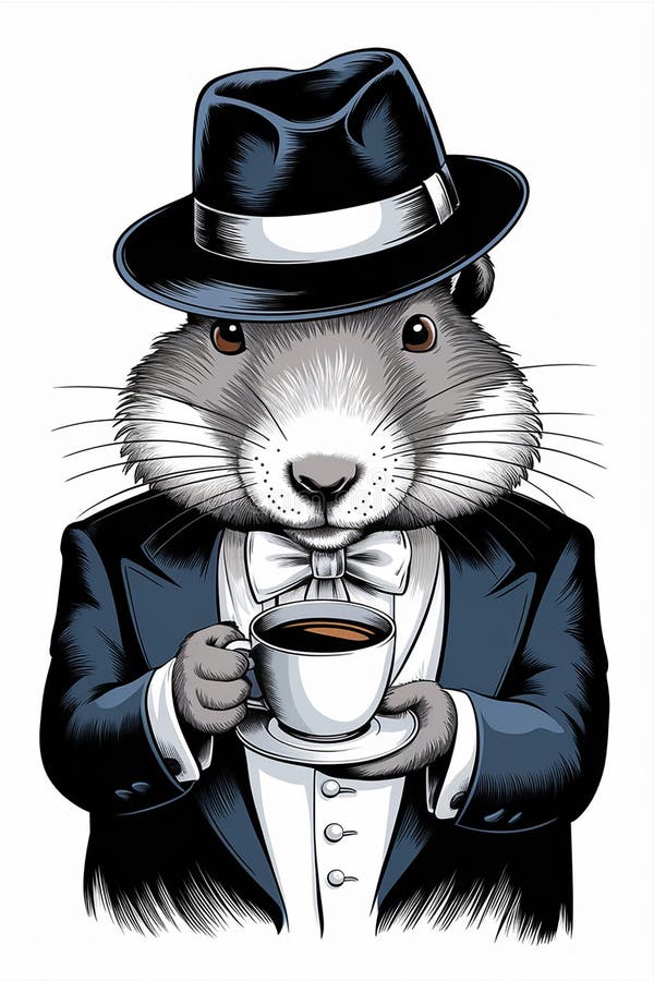 The Gopher Offers a Cup of Coffee Stock Illustration - Illustration of poster, isolated: 338441865