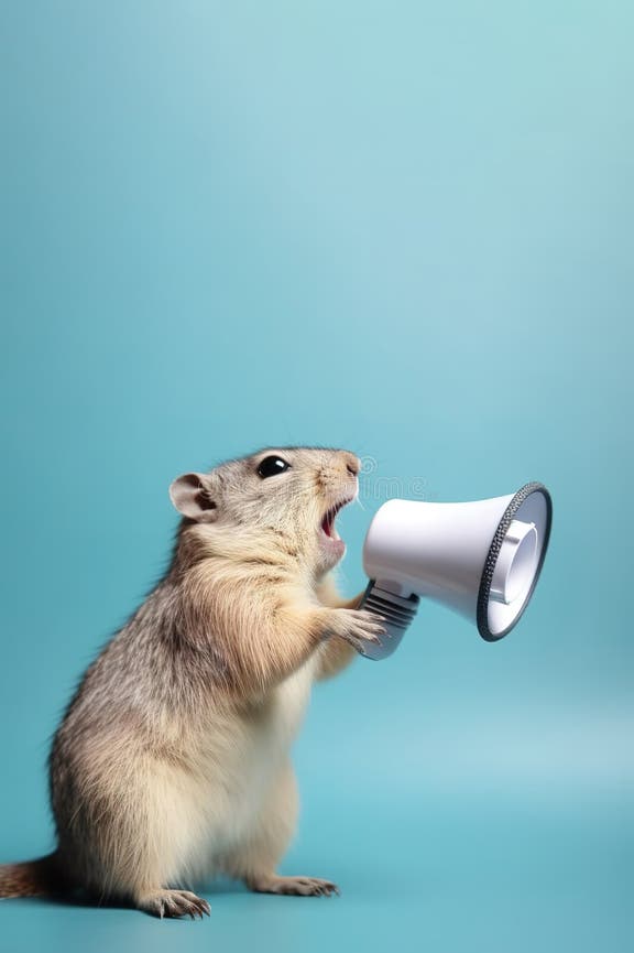 Gopher Shouting through Megaphone Over Isolated Light Blue Background ...