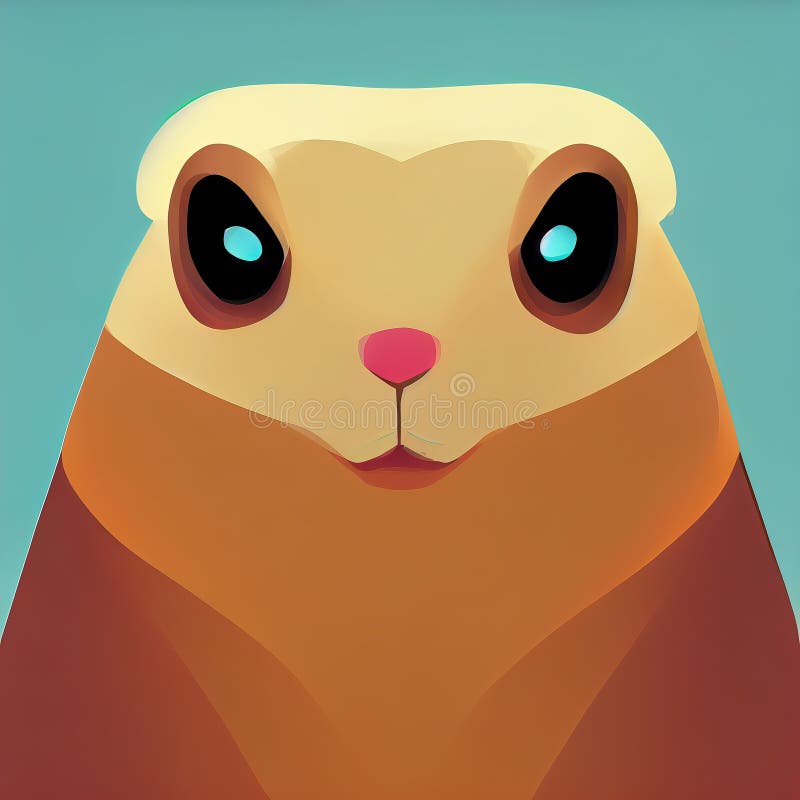 Gopher Simple Flat Portrait. Red Hamster on a Blue Background. AI ...