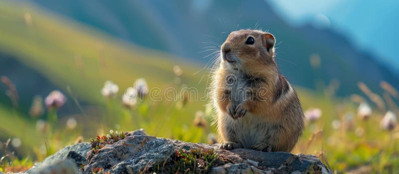 Gopher Standing on Grass Field Stock Photo - Image of adorable, soil ...