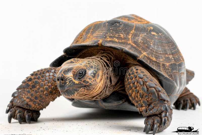 Gopher Tortoise Moves Confidently Across a White Surface Showcasing Its ...