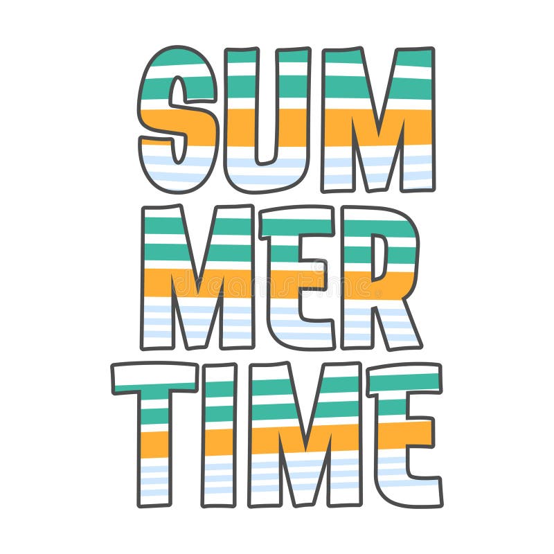 Summertime Lettering is Decorated with Colorful Stripes Stock Vector ...