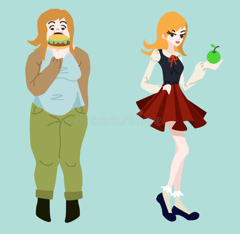 Gordo y delgado ilustración del vector. Ilustración de delgado - 22173945