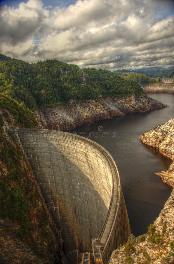 Gordon Dam stock photo. Image of cloud, hill, tree, gordon - 81304548