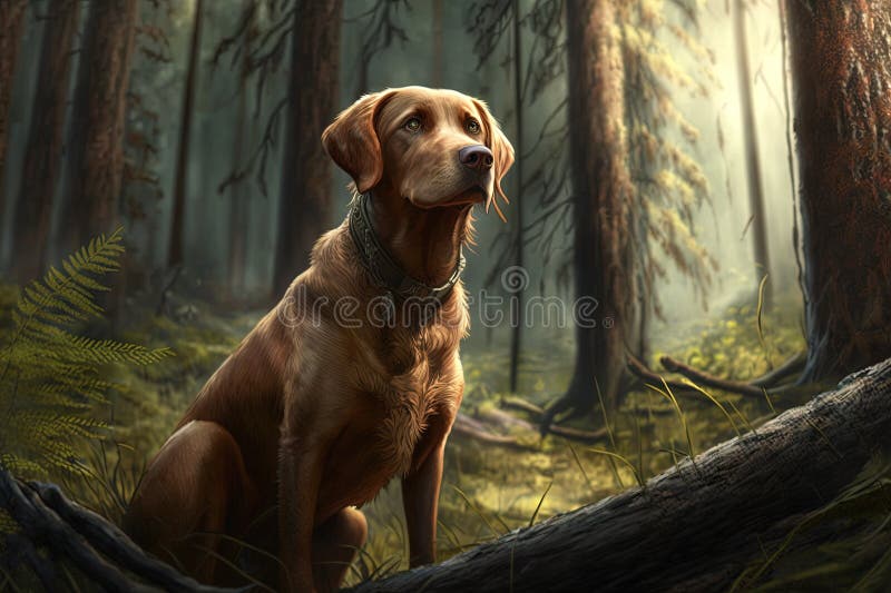 Gordon Dog Hunting in Forest. Generative AI Stock Illustration ...