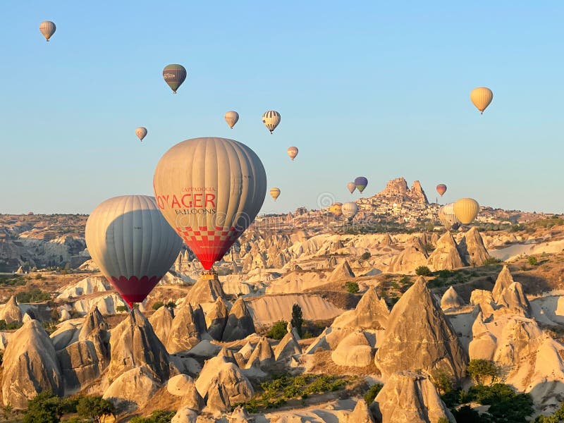 Goreme, Turkey, August 13th 2022 the View of Beautiful Baloons Over ...