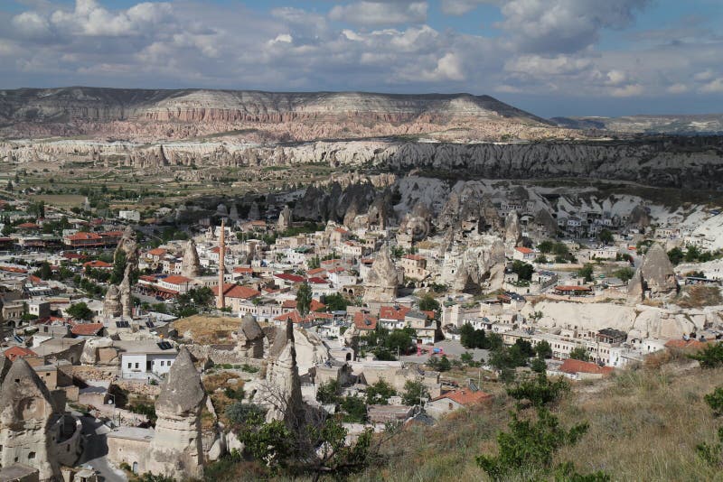 Goreme Village and Pink Canyon Stock Image - Image of village ...