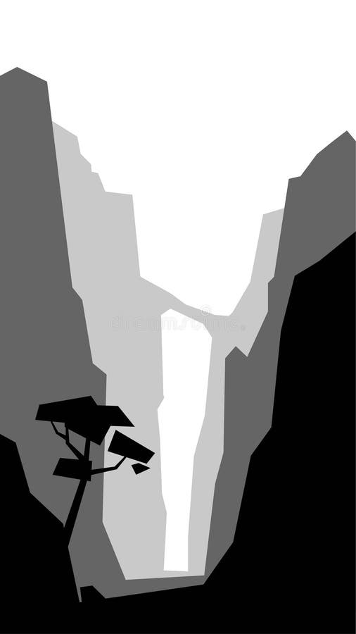 Black and White Low Poly Ravine Stock Vector - Illustration of panorama ...