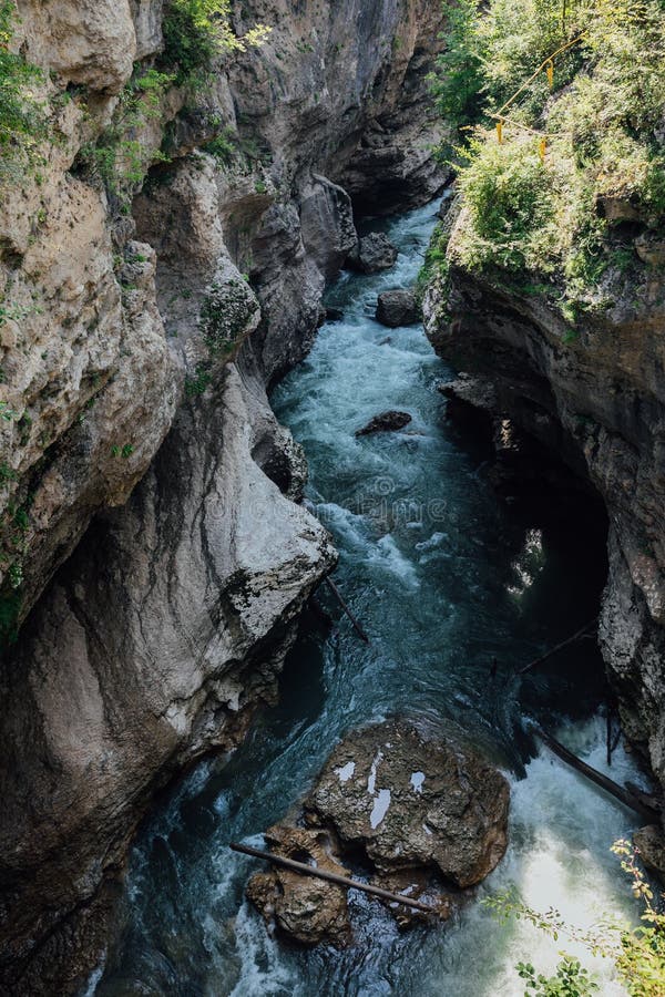 Gorge with a Mountain River in a Green Forest Stock Photo - Image of ...