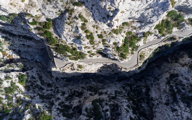 Gorge Seen from the Mediterranean Sky. Depth of the Rocky Gorge Seen ...