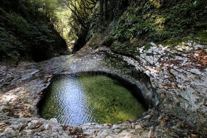 The gorge Three cauldrons stock photo. Image of green - 148969886