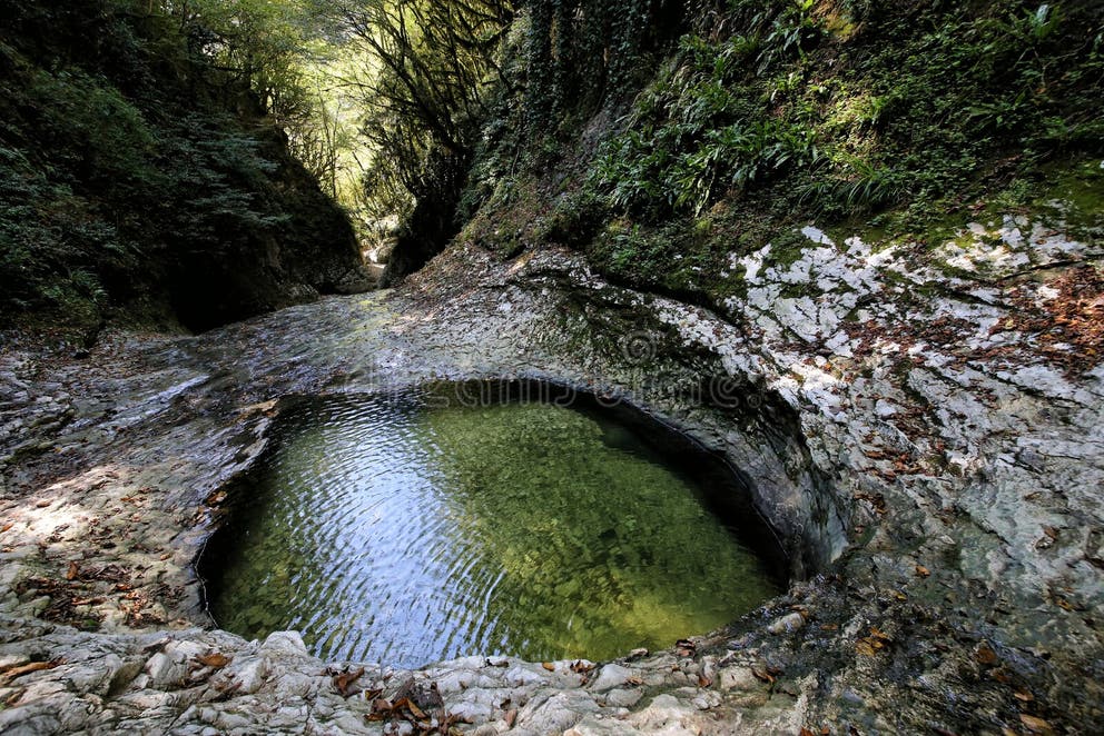The gorge Three cauldrons stock photo. Image of green - 148969886
