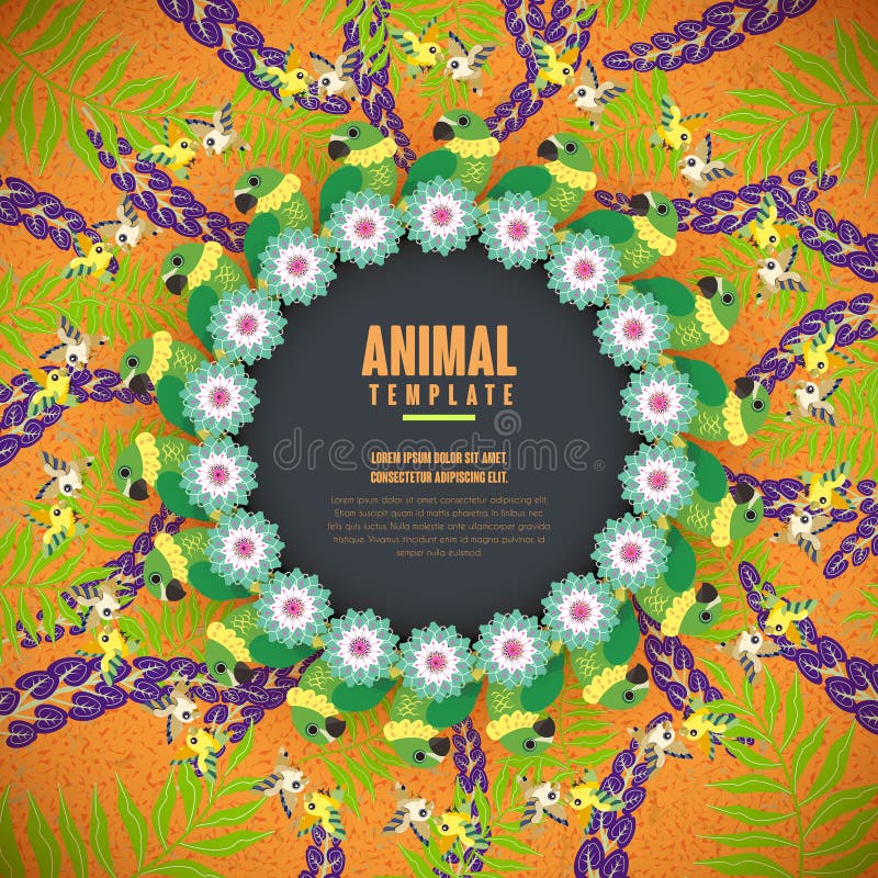 Gorgeous birds template stock illustration. Illustration of floral ...