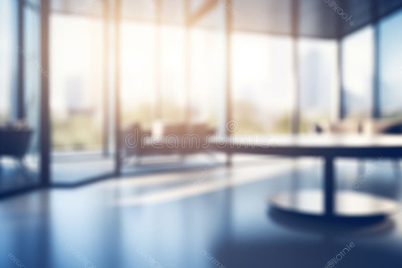 Gorgeous Blurred Backdrop: Contemporary Office Interior with Panoramic ...