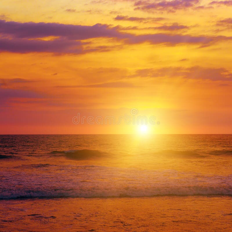 Gorgeous Bright Sunset Over Ocean Stock Photo - Image of cloud, light ...