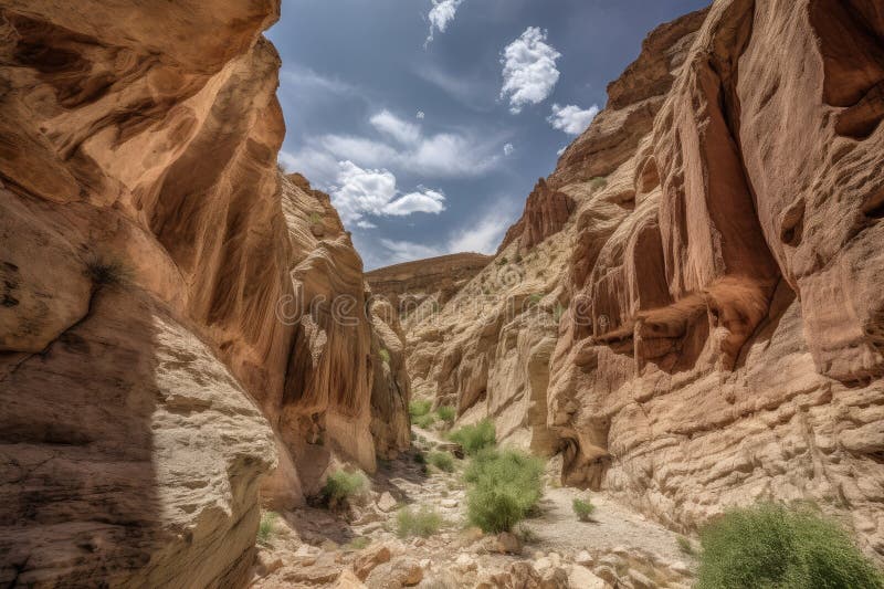 Gorgeous Canyon with Natural Rock Formations Towering Overhead Stock ...