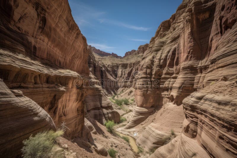 Gorgeous Canyon with Natural Rock Formations Towering Overhead Stock ...