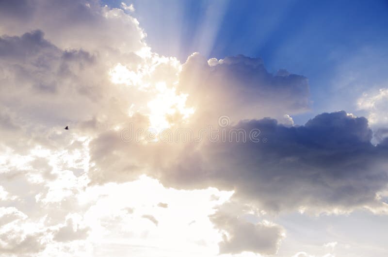 Gorgeous Clouds, Sun Rays Coming through Stock Image - Image of glory ...