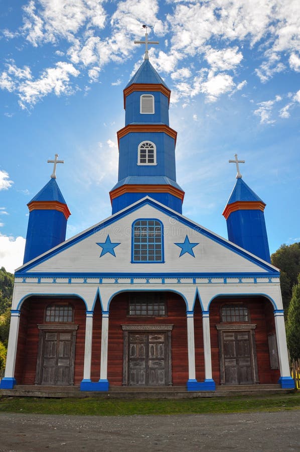 Gorgeous Colored and Wooden Churches, Chiloe Island, Chile Stock Photo ...