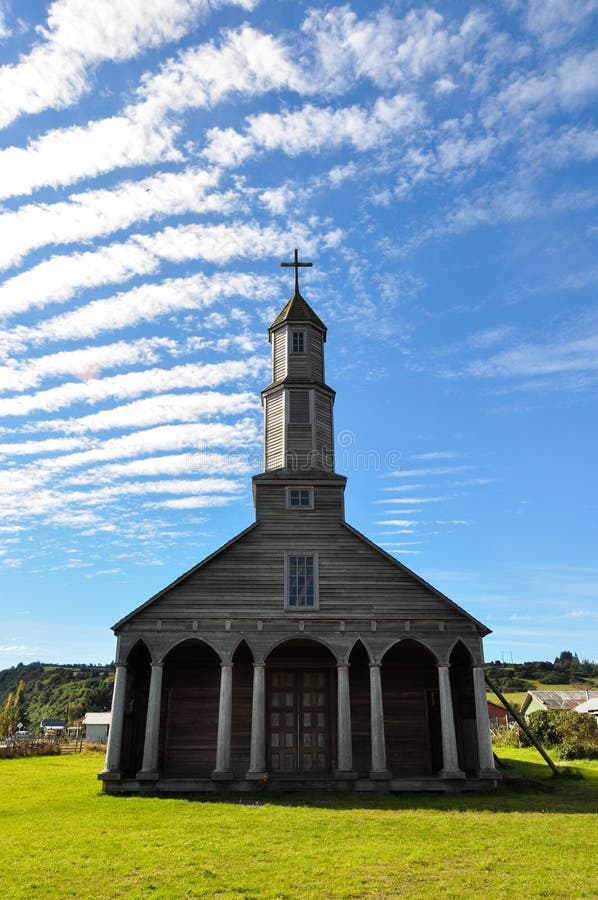 Gorgeous Colored and Wooden Churches, Chiloe Island, Chile Stock Photo ...