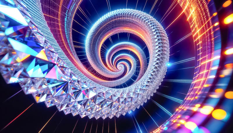 Gorgeous Complex Spiral of Diamonds and Gemstones Unwinding, Top View ...